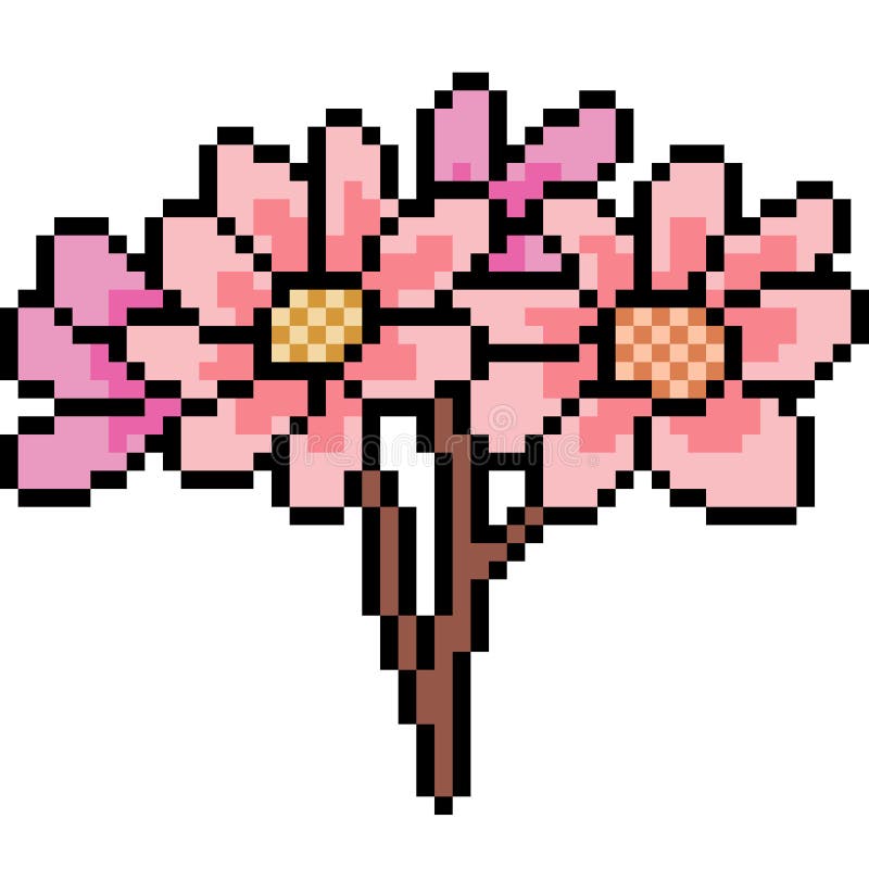 Flower Diagram Pixel Art Ensemble D'icônes De Fleurs. Pixel