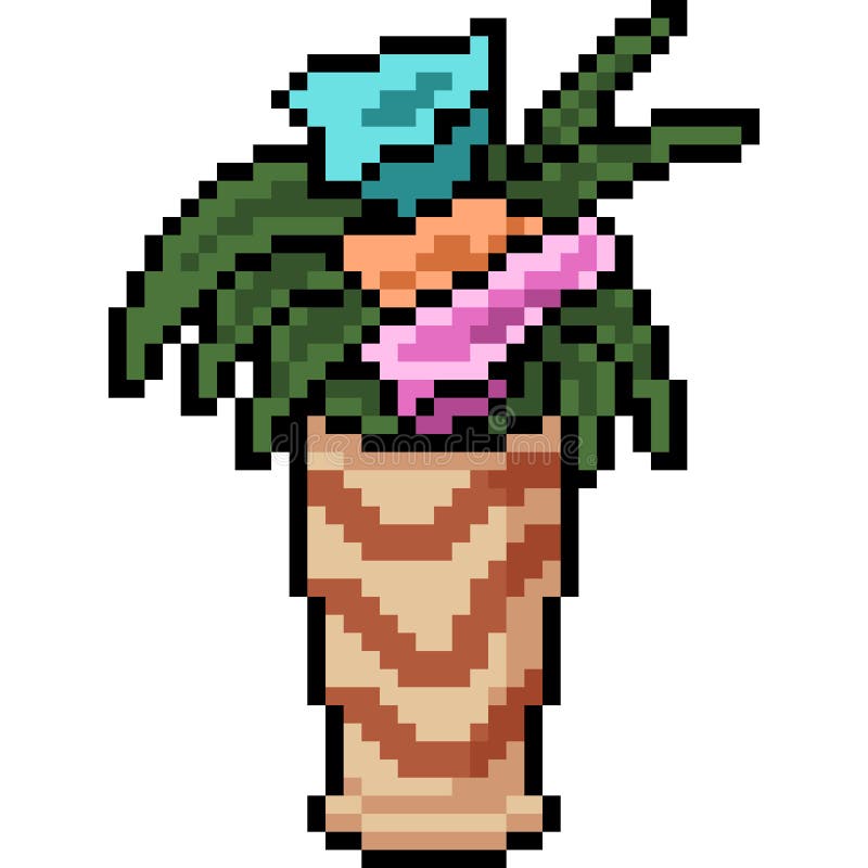 Vector Pixel Art Flower Pot Stock Vector - Illustration of icon ...