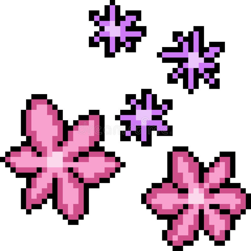 Vector Pixel Art Flower Set Stock Vector - Illustration of isolated ...