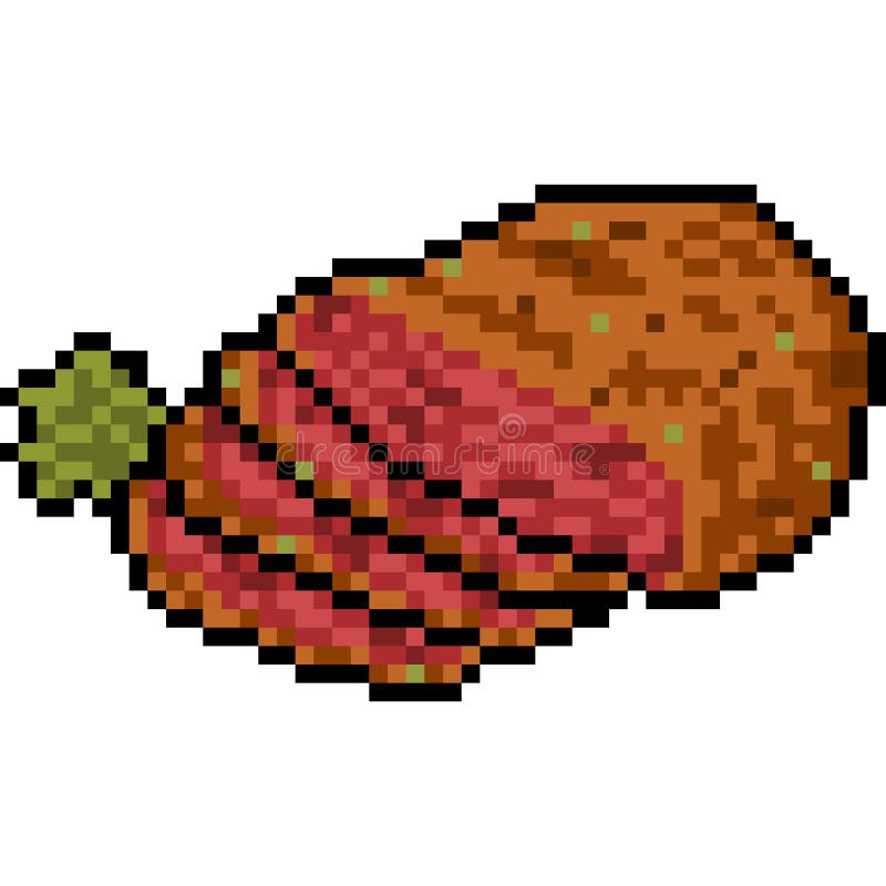 Vector Pixel Art Food Steak Stock Vector - Illustration of slice ...