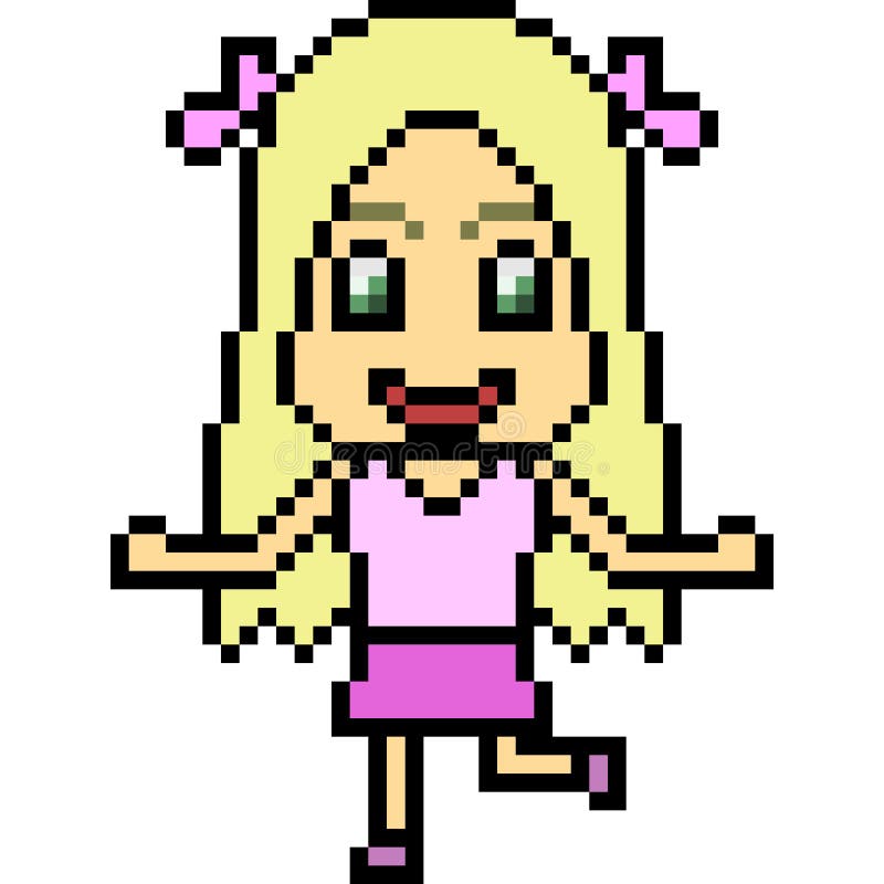 Vector pixel art girl stock vector. Illustration of woman - 94225764