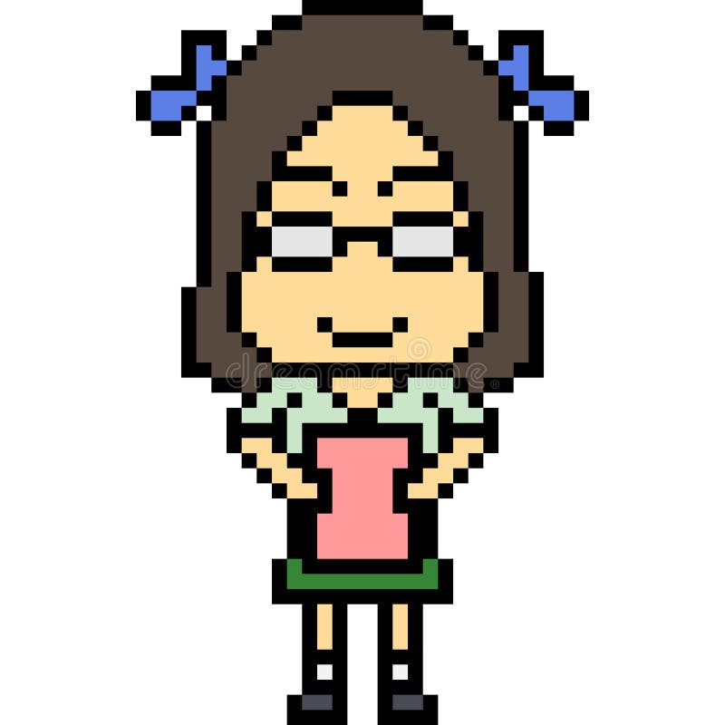 Vector pixel art girl stock vector. Illustration of adorable - 94225829