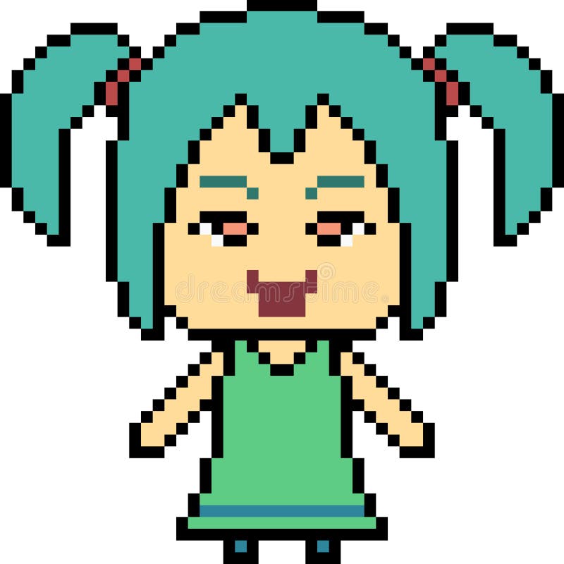 Vector pixel art girl stock vector. Illustration of cartoon - 102309379