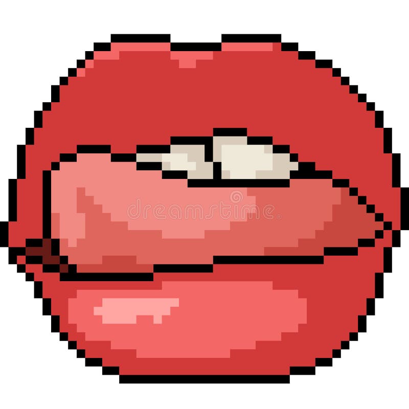 Vector pixel art girl lip stock vector. Illustration of lipstick ...