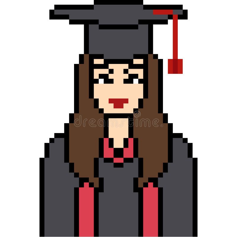 Graduation Cap Pixel Art Cartoon Retro Game Style Stock Vector ...