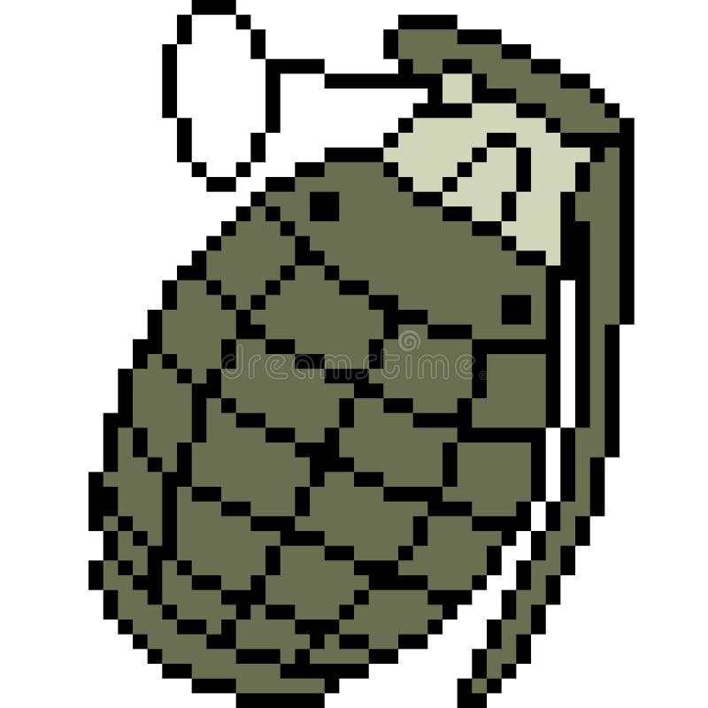 Vector pixel art grenade stock vector. Illustration of soldier - 102310275