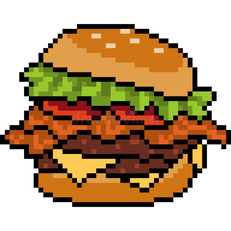 Vector pixel art hamburger stock vector. Illustration of vector - 109521396