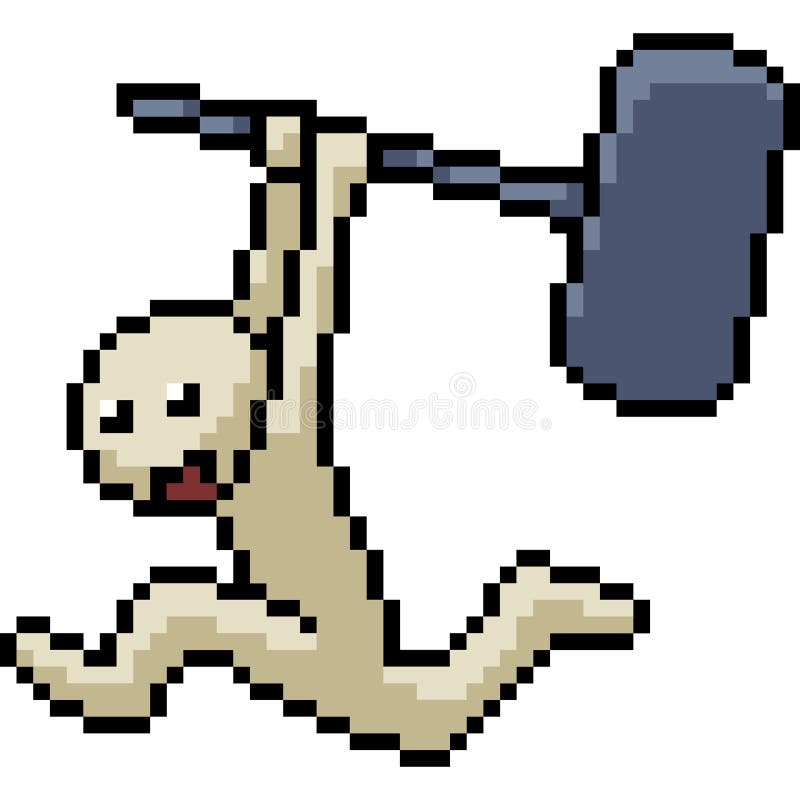 Vector Pixel Art Hammer Attack Stock Vector - Illustration of isolated ...