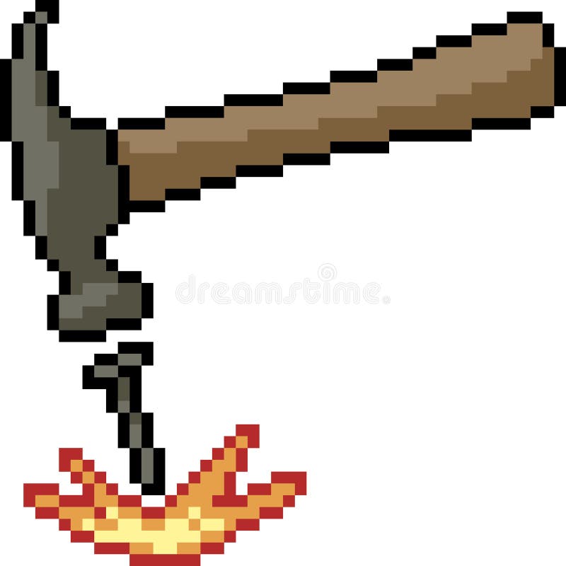 Pixel Art Hammer with Vibrant Colors by Pixelplantmaster Stock ...