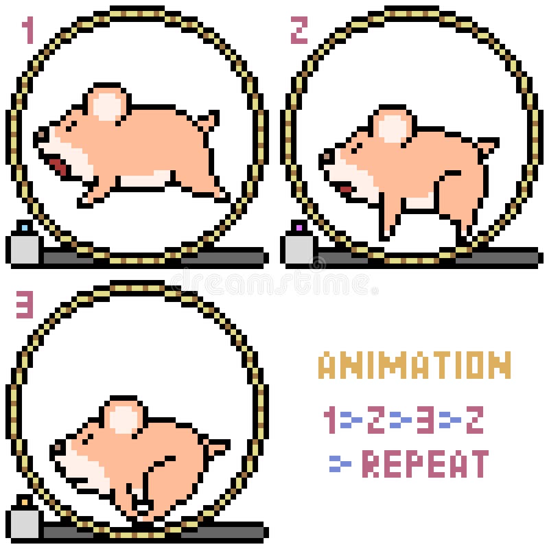 Vector Pixel Art Hamster Animation Frame Stock Vector - Illustration of ...