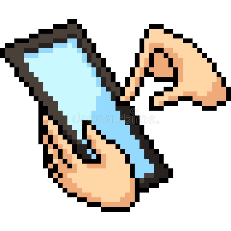 Vector Pixel Art Hand Tablet Stock Vector - Illustration of hand, read ...