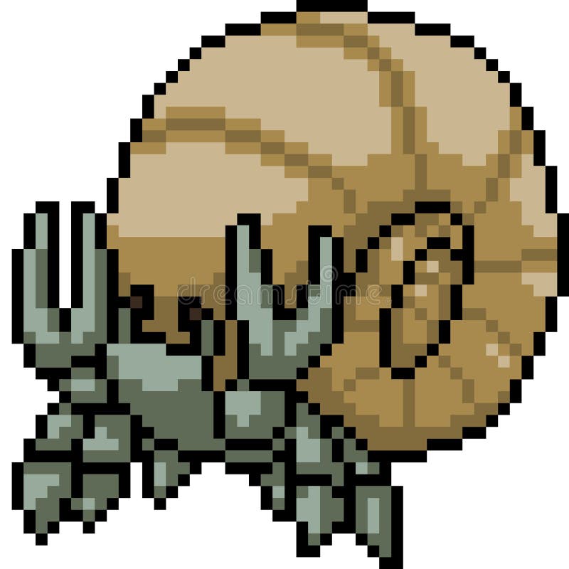 Vector Pixel Art Hermit Crab Stock Vector Illustration Of White Vector 136074028