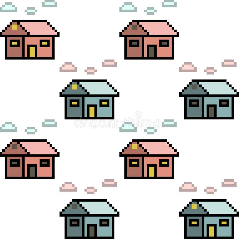 Vector pixel art house set stock vector. Illustration of icon - 102309099