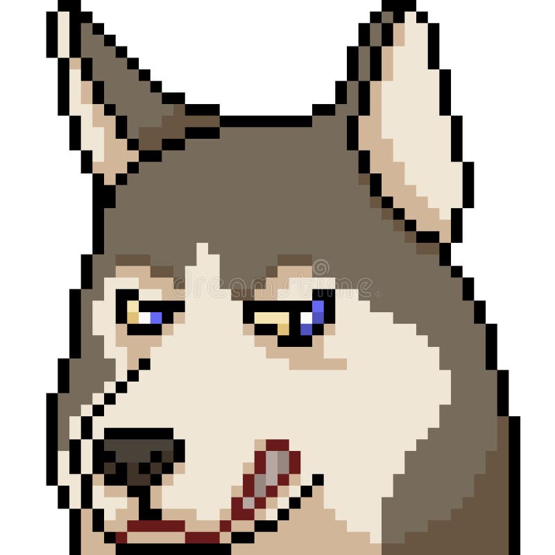 Pixel Husky Dog Face Isolated Vector Stock Vector - Illustration of ...