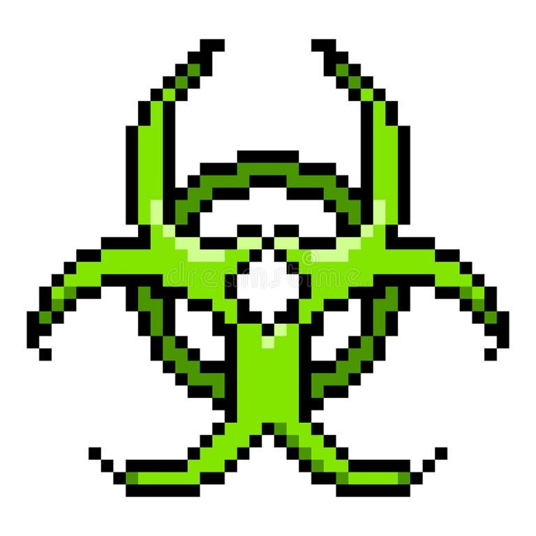 Vector Pixel Art Icon - Biohazard Symbol Stock Vector - Illustration of ...