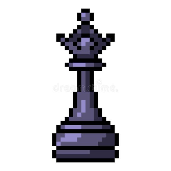 Vector Pixel Art Icon for Black Chess Queen Stock Vector - Illustration ...