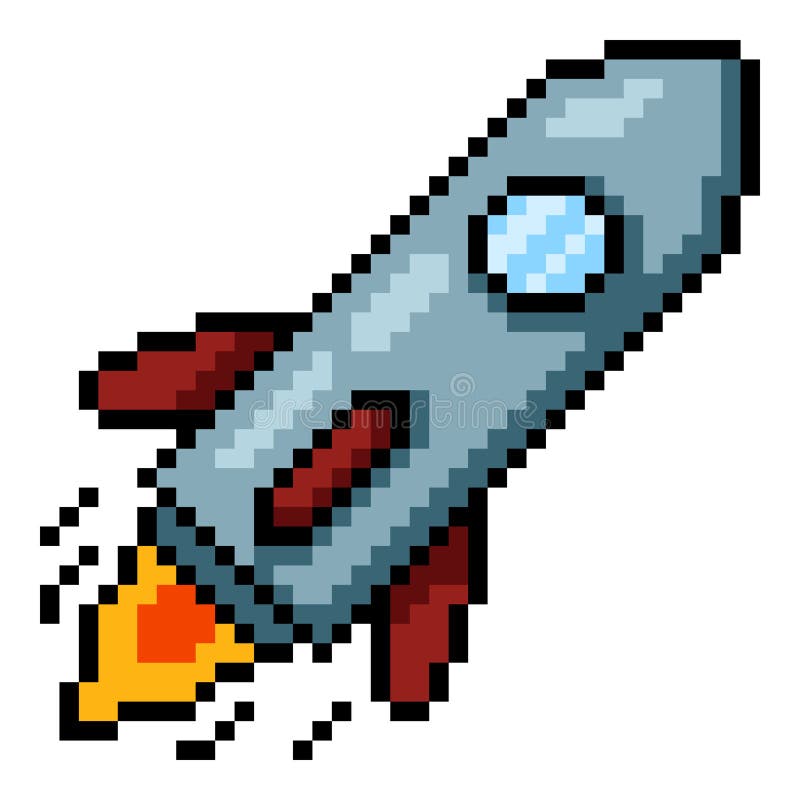 Vector Pixel Art Icon - Space Rocket Stock Vector - Illustration of ...