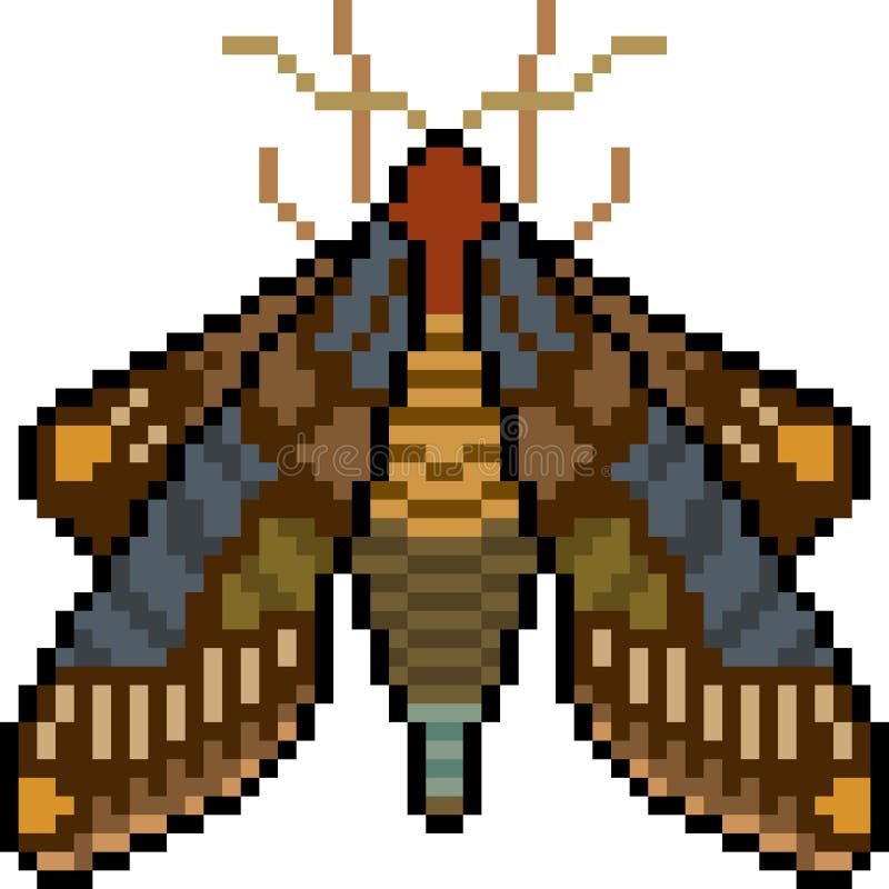 Vector Pixel Art Insect Moth Stock Vector - Illustration of staff ...