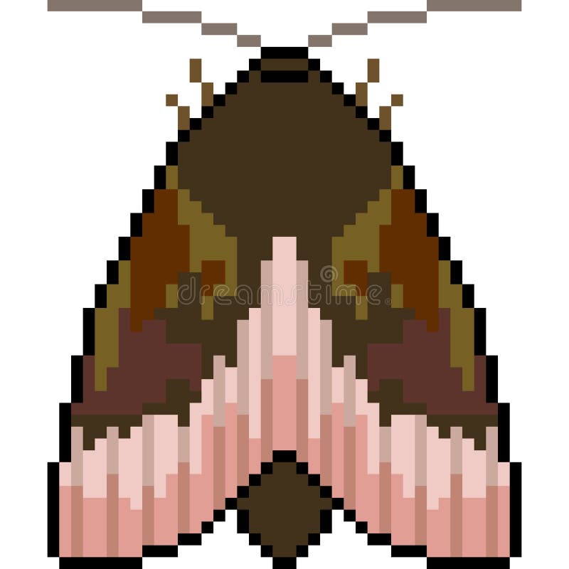 Vector Pixel Art Insect Moth Stock Vector - Illustration of pixel, wing ...