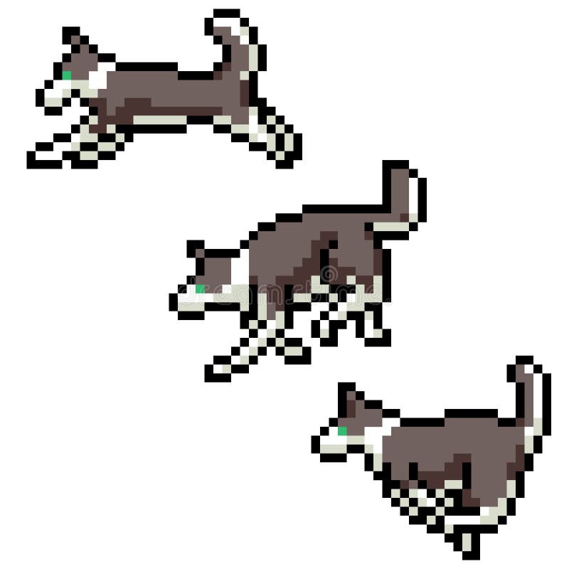 Vector pixel art husky run stock vector. Illustration of loop - 175802656