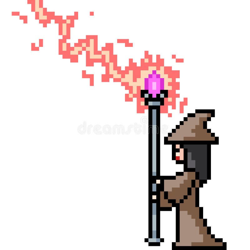 Vector Pixel Art Witch Magic Stock Vector - Illustration of background ...