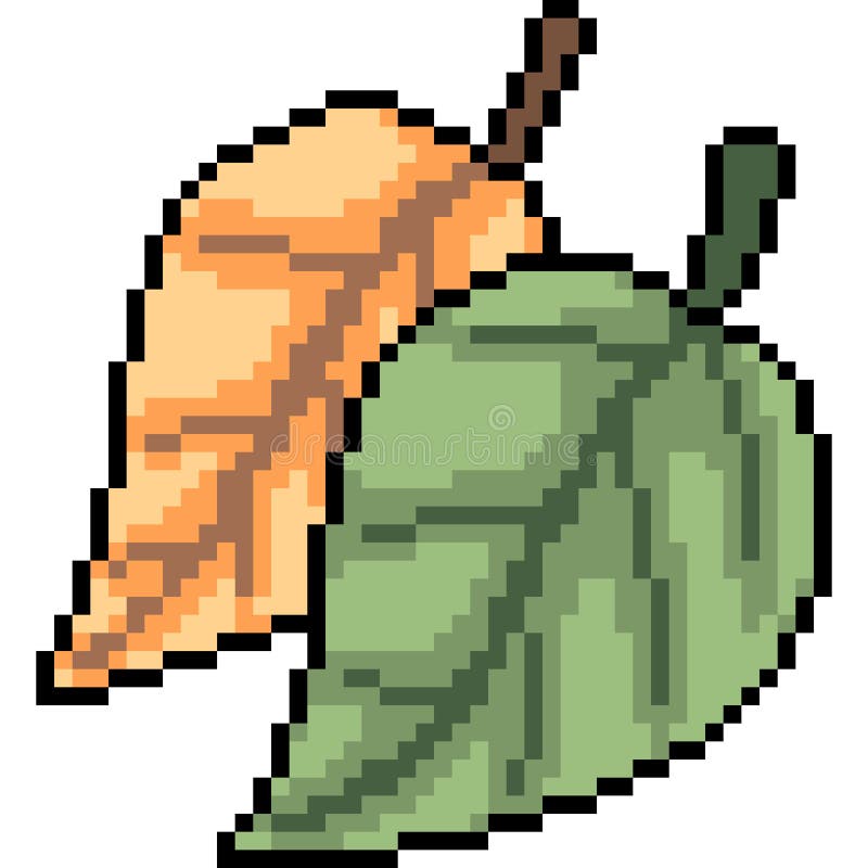 Vector pixel art leaf stock vector. Illustration of orange - 105789565