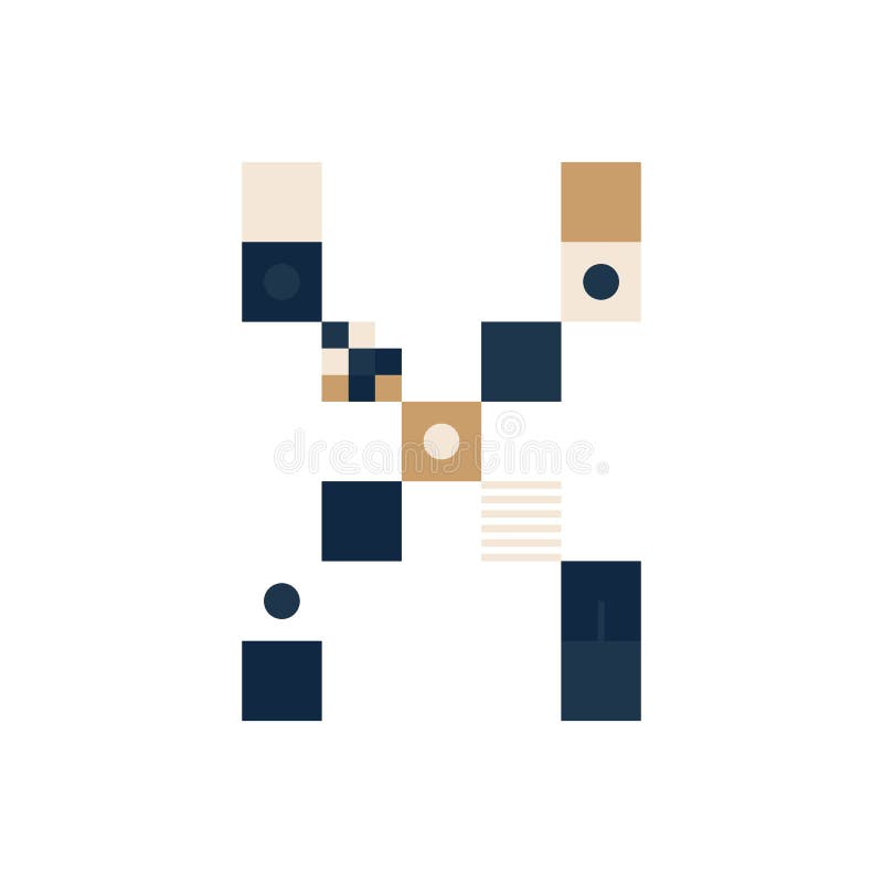 Vector Pixel Art Letter X. Colorful Letter Consist of Modules from ...
