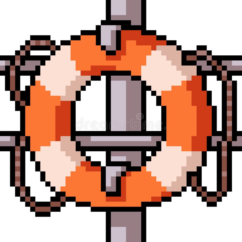 Vector pixel art lifebuoy stock vector. Illustration of doodle - 165535717