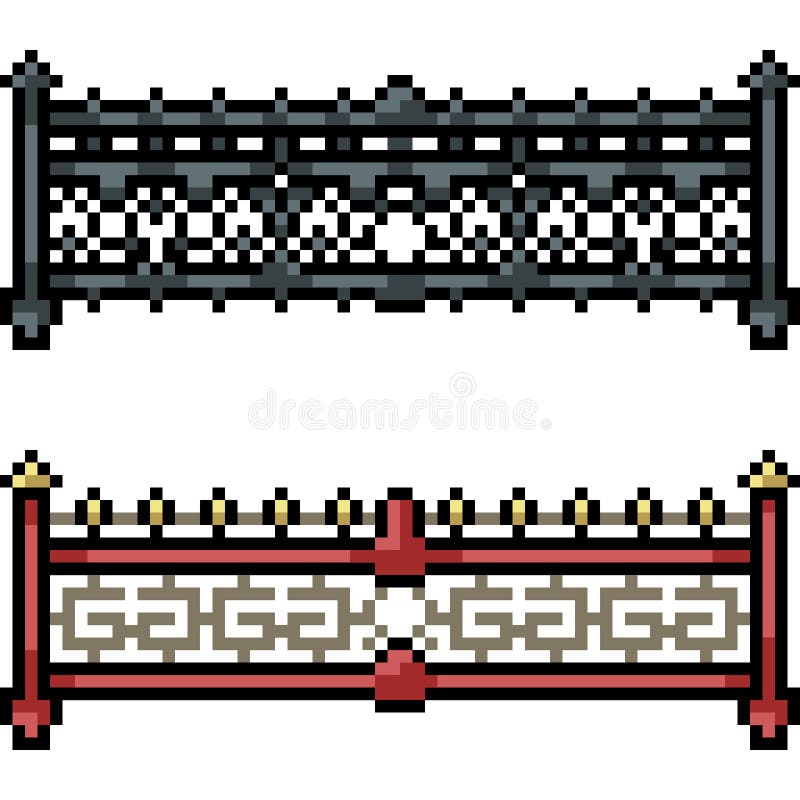 Vector Pixel Art Luxury Fence Stock Vector - Illustration of asian ...