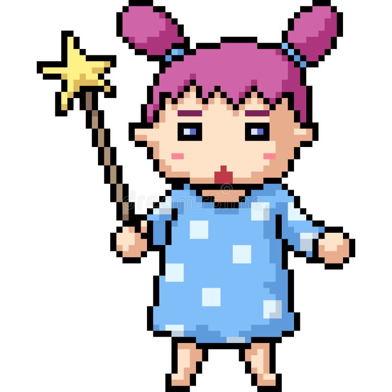 Vector Pixel Art Magic Girl Stock Vector - Illustration of vector, wand ...