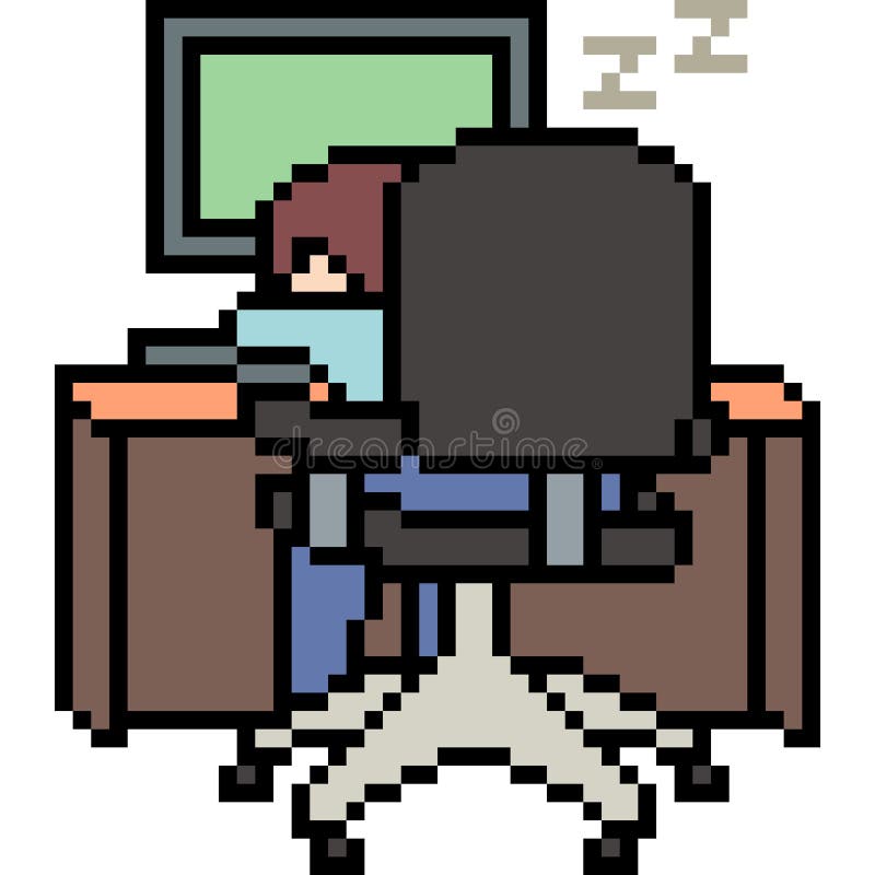 Vector Pixel Art Man Lazy at Work Stock Vector - Illustration of ...