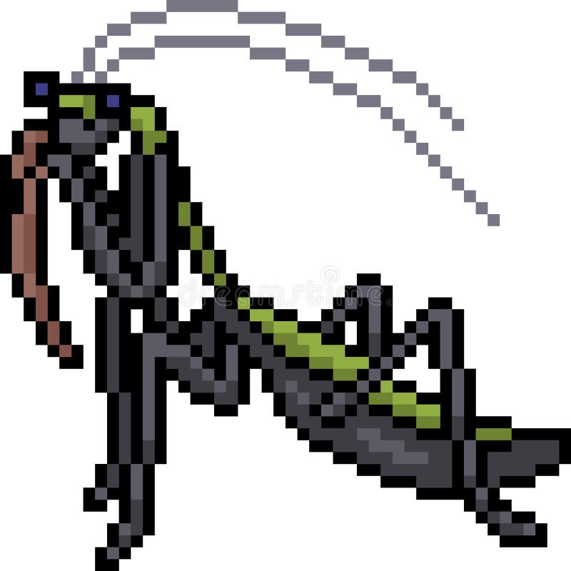 Vector pixel art mantis stock vector. Illustration of vector - 122893483
