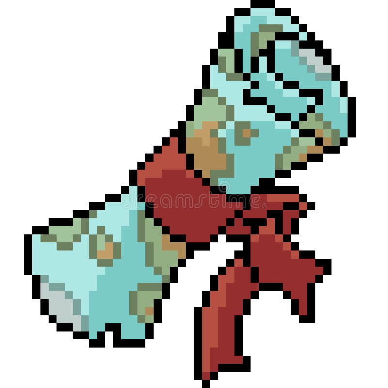 Vector Pixel Art Map Scroll Stock Vector - Illustration of paper ...