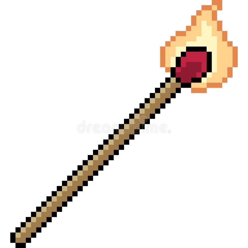 Vector Pixel Art Match Fire Stock Vector - Illustration of stick, pixel ...