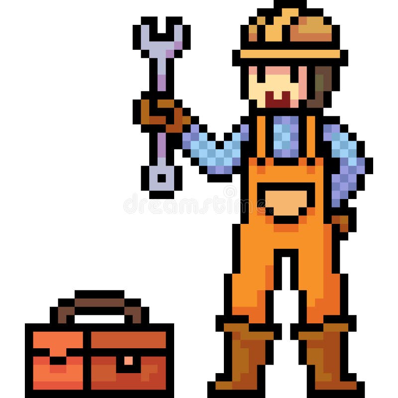 Vector pixel art mechanic stock vector. Illustration of cartoon - 109521636