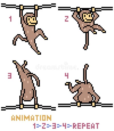 Pixel Art Monkey Animation Stock Illustrations – 22 Pixel Art Monkey ...