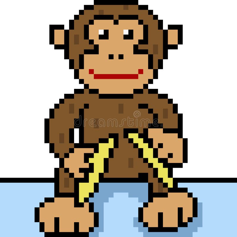Vector Pixel Art Monkey Doll Stock Vector - Illustration of smile ...