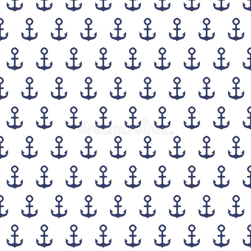 Vector Pixel Art Multicolor Endless Pattern of Navy Blue Ship Anchor on ...