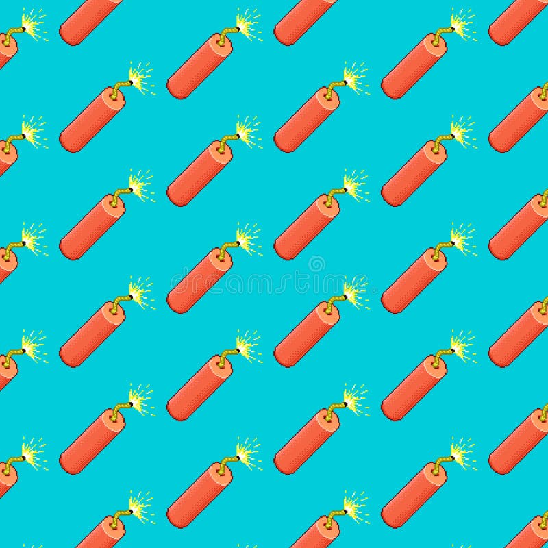 Vector Pixel Art Multicolor Endless Pattern of Red Burning Stick of ...