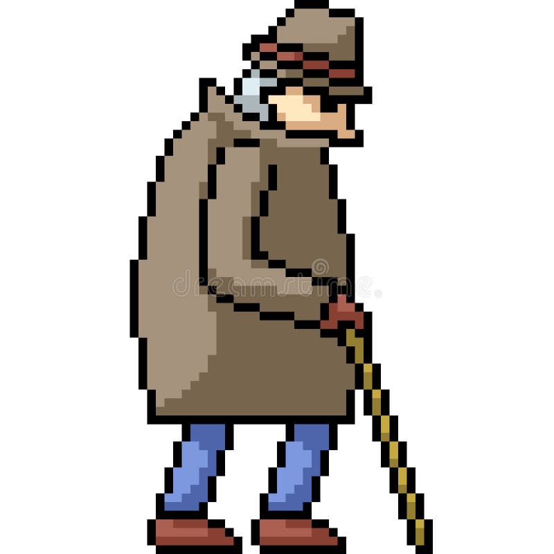 Vector pixel art old man stock vector. Illustration of stick - 183627156