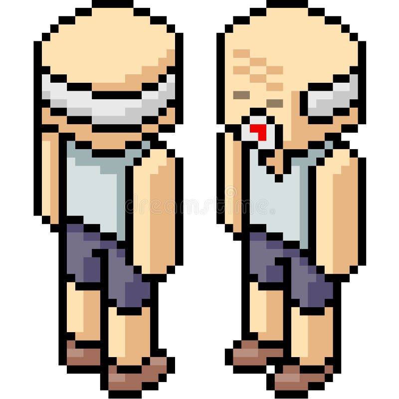 Vector Pixel Art Old Man Isometric Stock Vector - Illustration of white ...