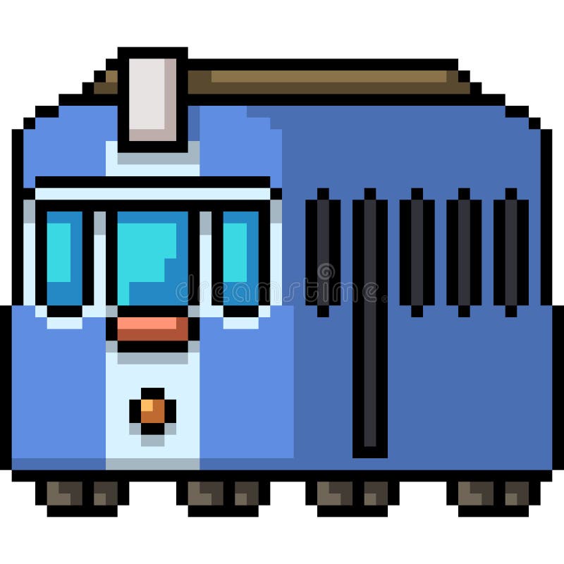 Vector pixel art old tram stock vector. Illustration of cartoon - 121111708