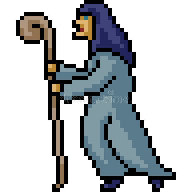 Vector pixel art old witch stock vector. Illustration of cute - 128320193