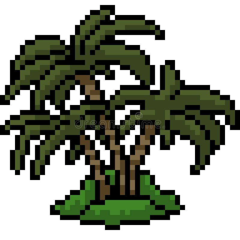 Vector pixel art palm tree stock vector. Illustration of palm - 117932143