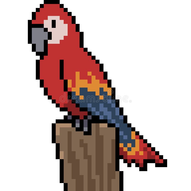 Parrot Pixel Art. Pixelated Talking Bird for Pirate 8 Bit Stock Vector ...