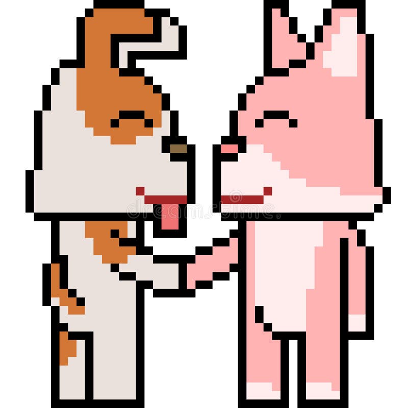 Vector Pixel Art Pet Shake Hand Stock Vector - Illustration of friendly ...