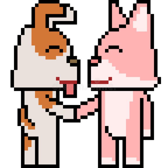 Vector Pixel Art Pet Shake Hand Stock Vector - Illustration of friendly ...