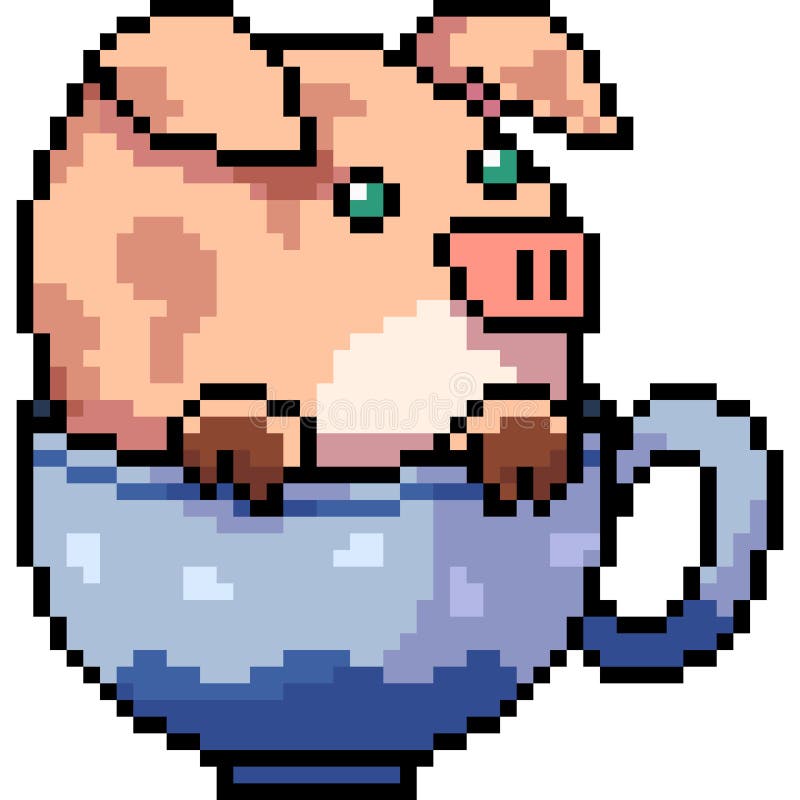 Vector pixel art pig cup stock vector. Illustration of vector - 109521569