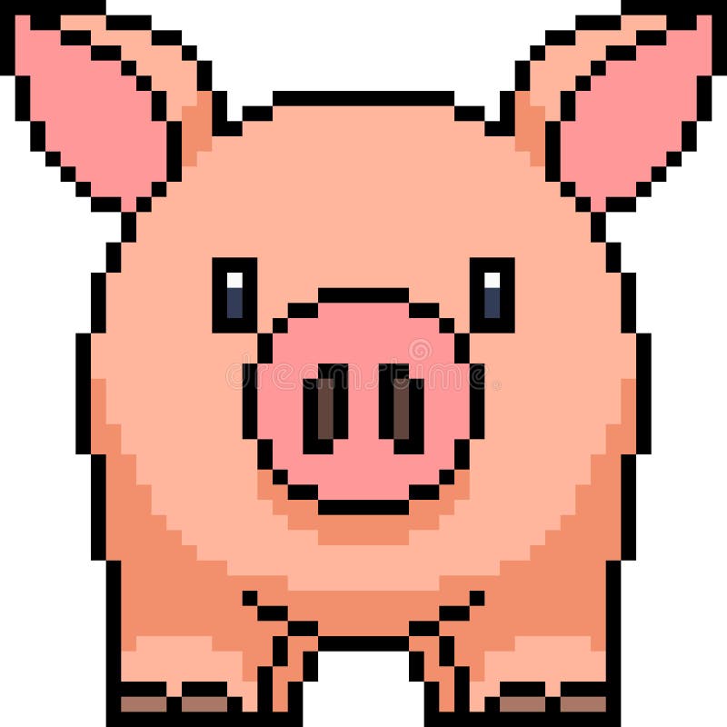 Vector pixel art pig stock vector. Illustration of stand - 109521169