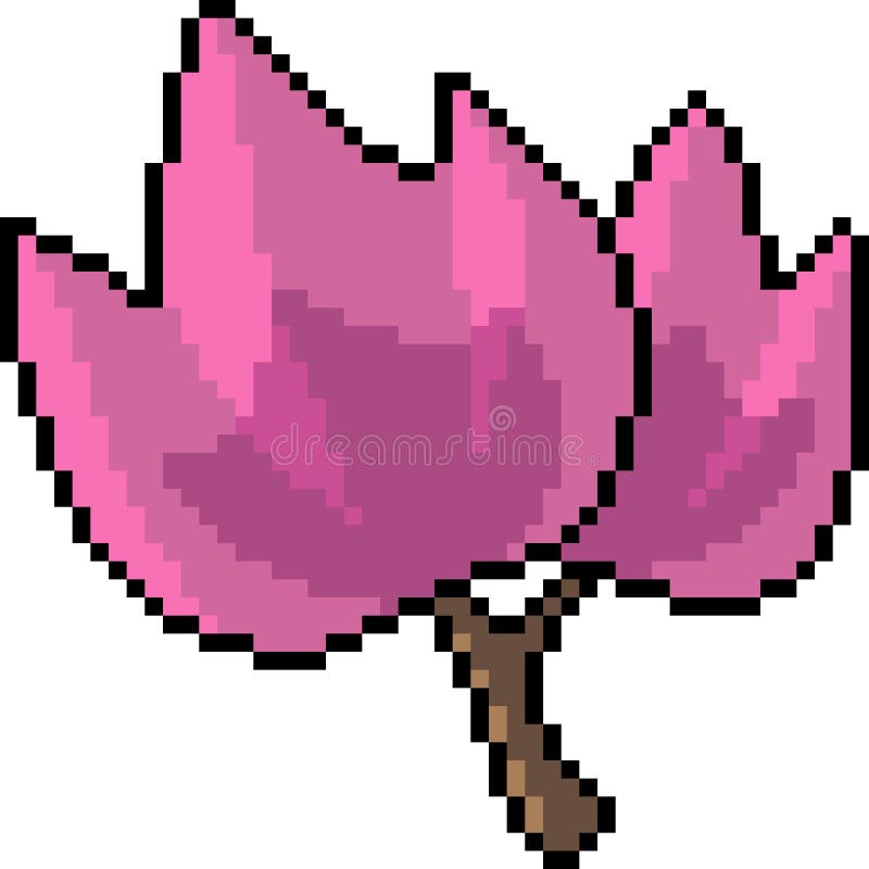 Vector pixel art pink leaf stock vector. Illustration of cartoon ...
